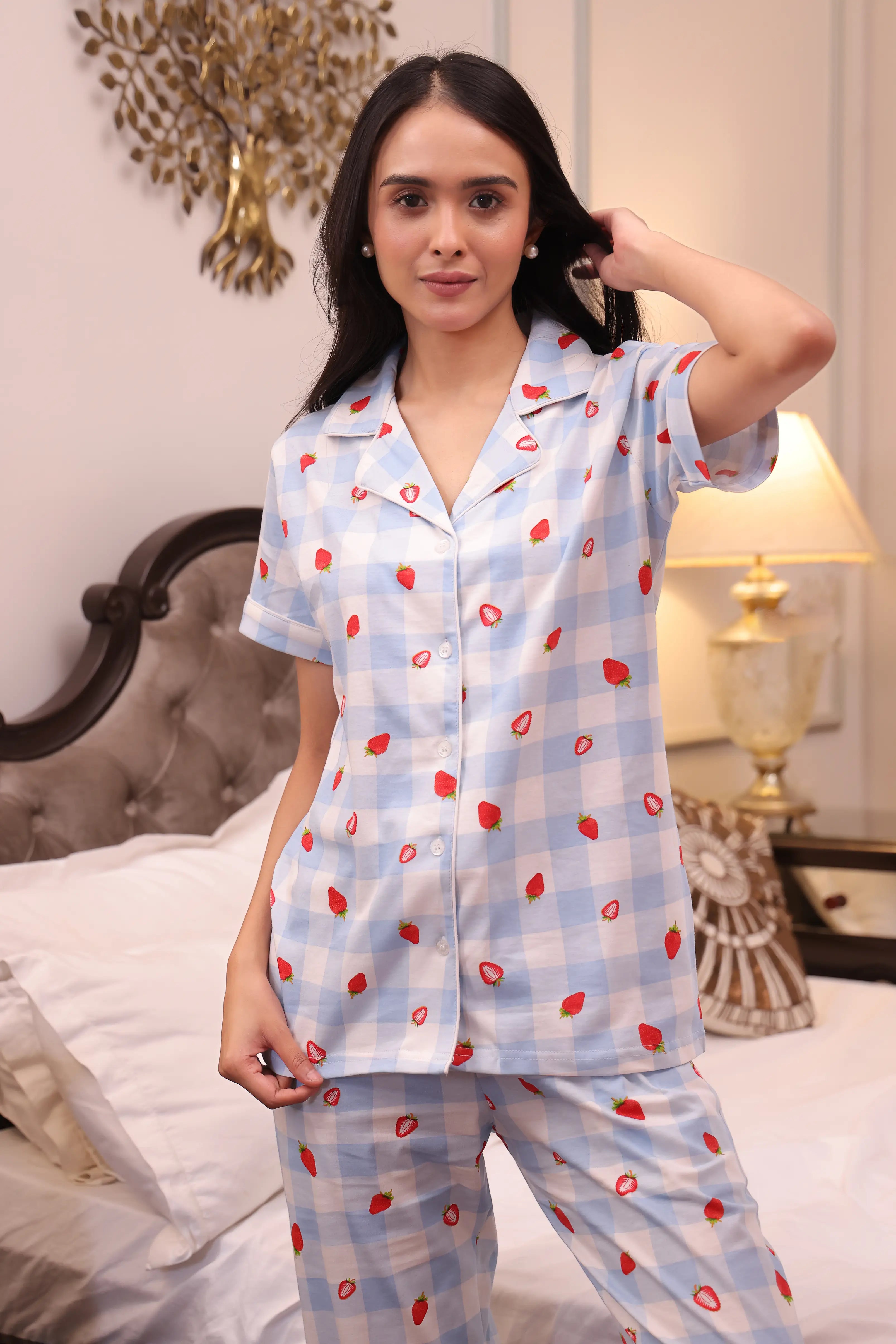 Strawberry Checks Pyjama Set | Comfortable Nightwear by NapStory