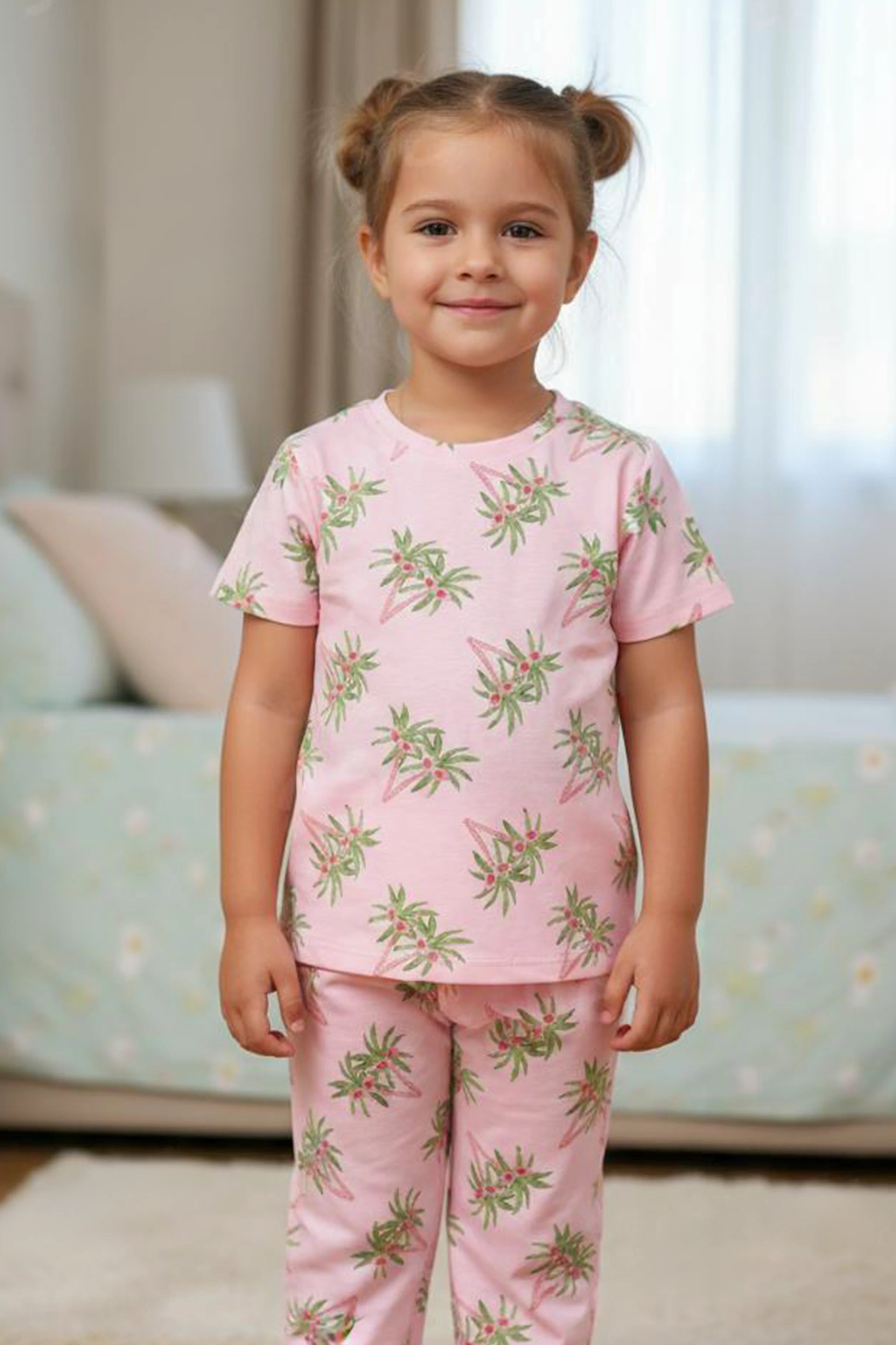 Unisex Topical Print Nightwear Pink for Kids - Fun & Comfy Nightwear ...